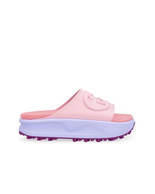 Gucci Miami GG-Embossed Pink Rubber Slides in Purple | Lyst