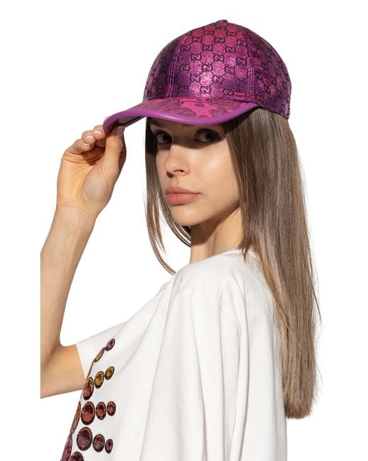 Gucci Monogram Jacquard Baseball Cap in Pink | Lyst