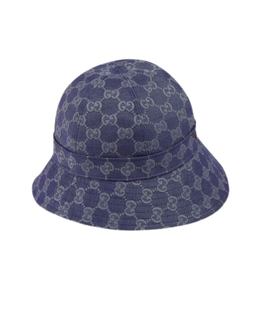 Gucci Blue Monogrammed Bucket Hat | Lyst