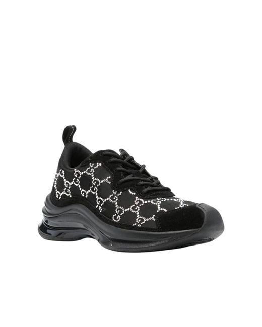Gucci Black Mesh Runners With Crystals | Lyst