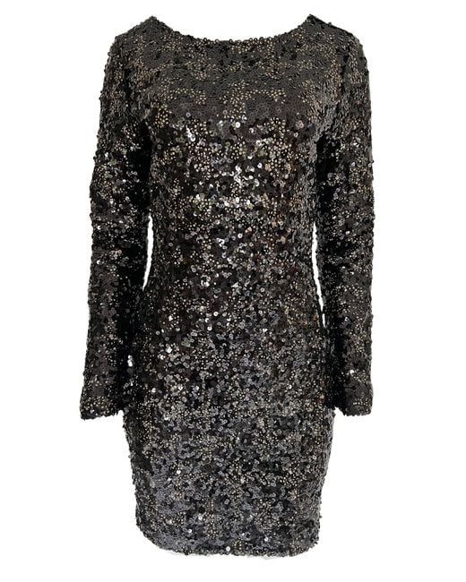 Soky & Soka Black Sequence Mini Dress With Open Back | Lyst