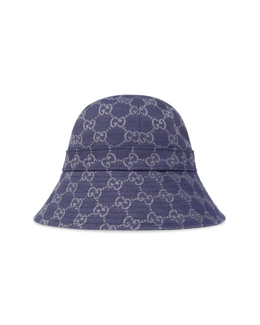 Gucci Blue Monogrammed Bucket Hat | Lyst