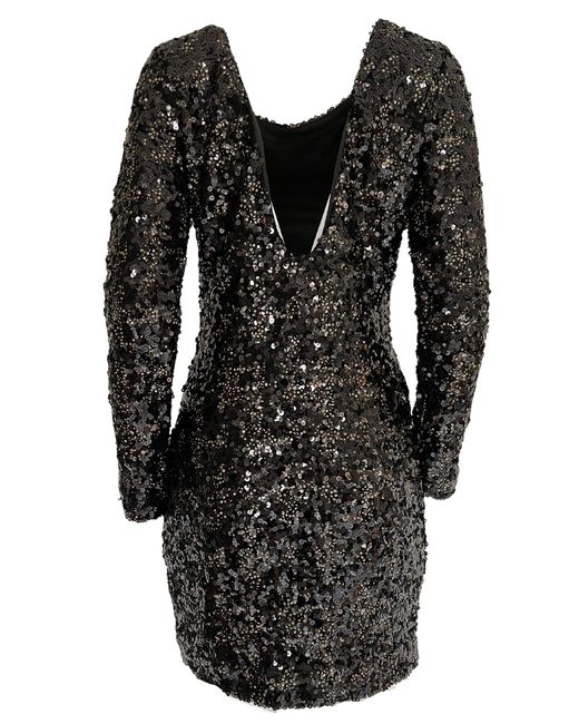 Soky & Soka Black Sequence Mini Dress With Open Back | Lyst