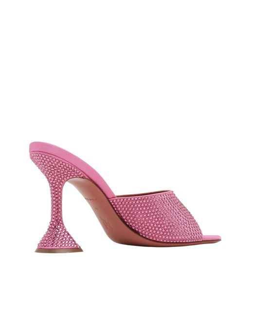 AMINA MUADDI Pink Lupita Crystal Mules | Lyst