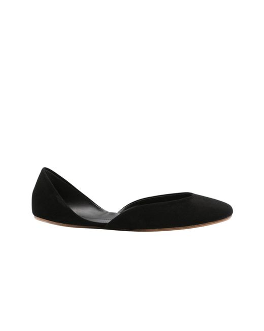 The Row Gemma Suede Ballet Flats in Black | Lyst