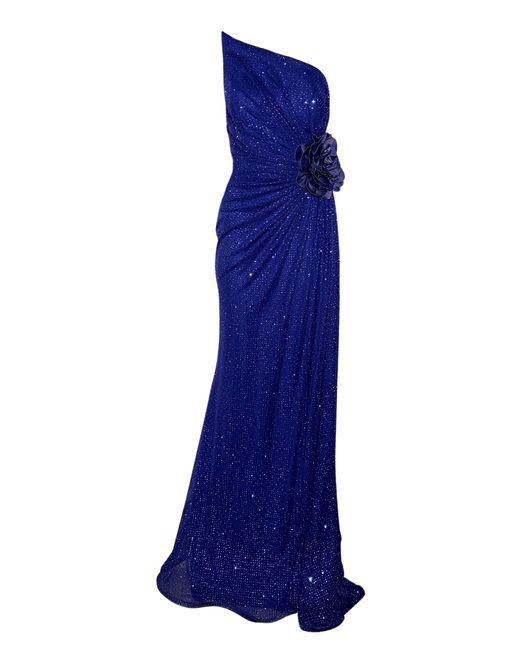 Dekolte Strapless Asymmetric Blue Crystal Embellished Prom Dress | Lyst UK