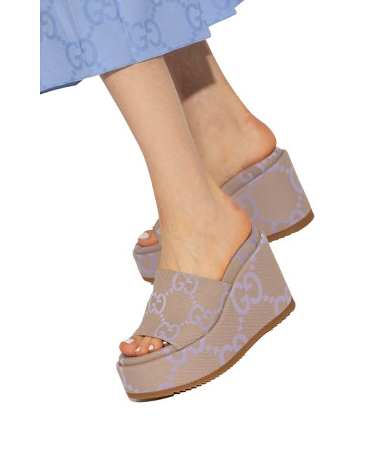 Gucci GG Supreme 120mm Platform Sandals in Pink | Lyst