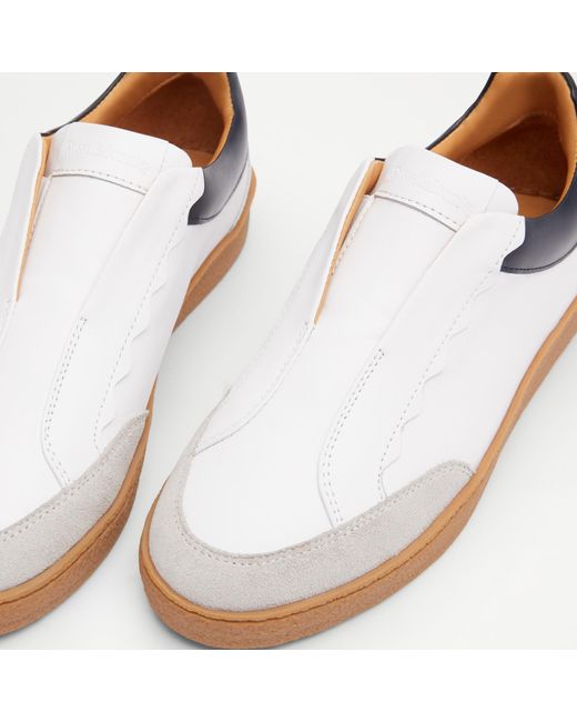 Russell & Bromley Roll Up Scalloped Laceless Trainer in White | Lyst UK