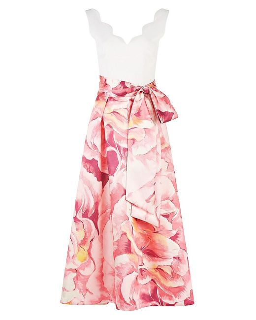 Theia Synthetic Daphne Tea Length Dress In Pink Lyst