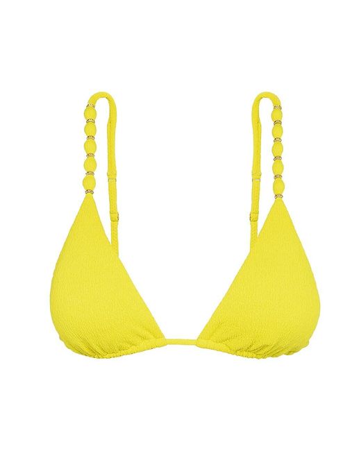 Vix Synthetic Firenze Light Beaded Triangle Bikini Top In Yellow Lyst
