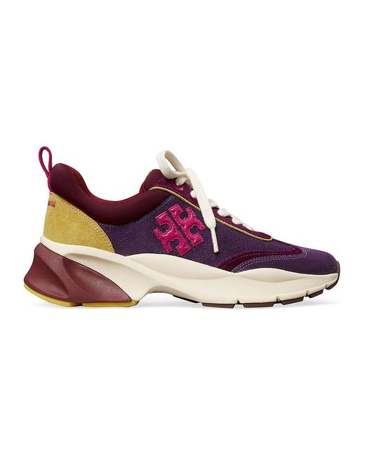 Tory Burch Leather Good Luck Mixed Media Trainers In Purple Pink Purple Lyst tory-burch-leather-good-luck-mixed-media-trainers-in-purple-pink-purple-lyst