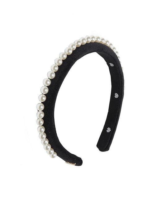 Lele Sadoughi Gigi Velvet And Acrylic Pearl Headband In Black Lyst