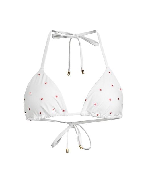 Pq Swim Synthetic Embroidered Triangle Bikini Top In White Lyst