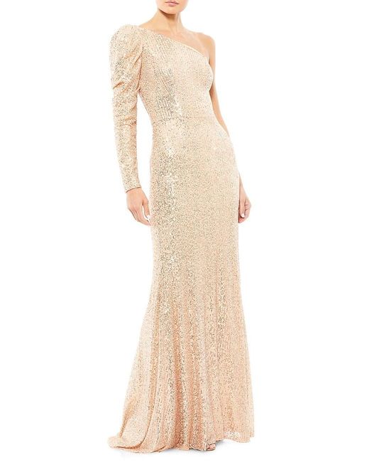 Mac Duggal Synthetic Metallic Asymmetric Gown Lyst