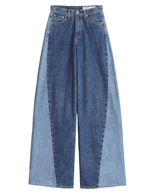 Rag And Bone Sofie Two Tone High Rise Wide Leg Jeans In Blue Lyst