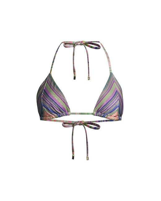 Pq Swim Synthetic Metallic Striped Triangle Bikini Top In Blue Lyst