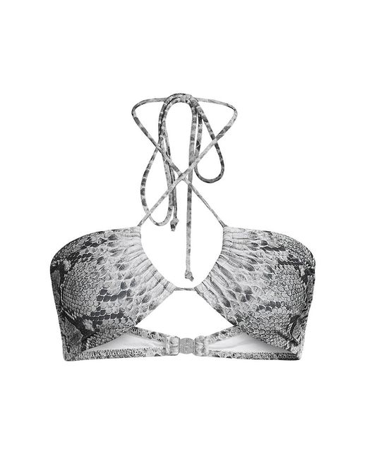 Norma Kamali Jason Snakeskin Bandeau Bikini Top in Gray | Lyst Norma Kamali Jason Snakeskin Bandeau Bikini Top in Gray | Lyst
