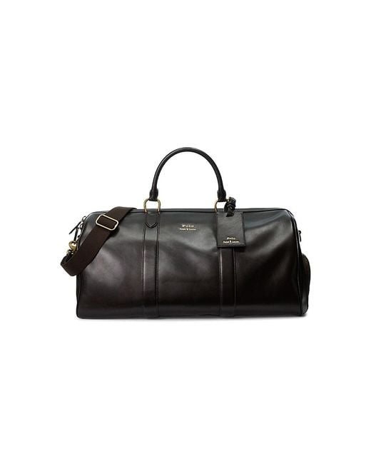 Polo Ralph Lauren Smooth Leather Duffel Bag In Black For Men Lyst