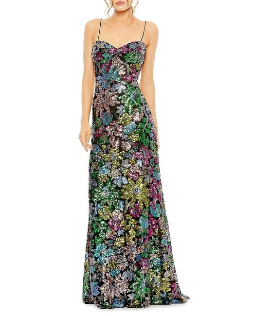 Mac Duggal Prom Floral Sequin Gown In Green Lyst