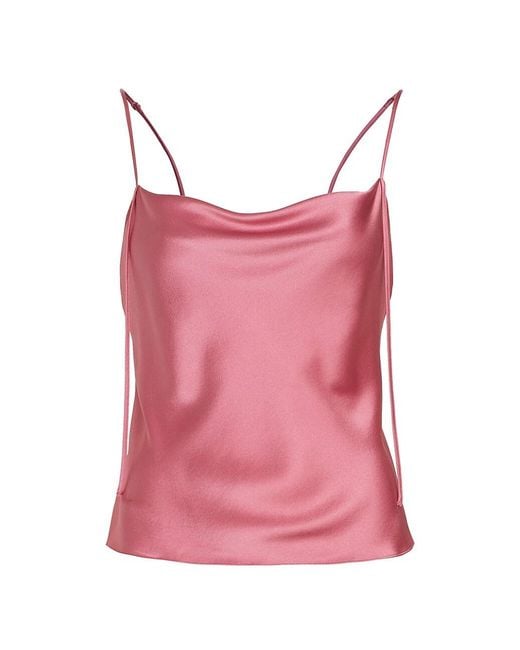 Vince Draped Silk Satin Camisole Top in Pink | Lyst