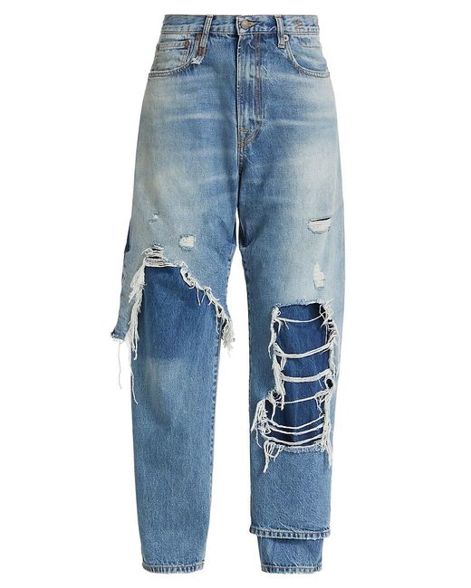 R13 Double Layered Cotton Jeans In Blue Lyst