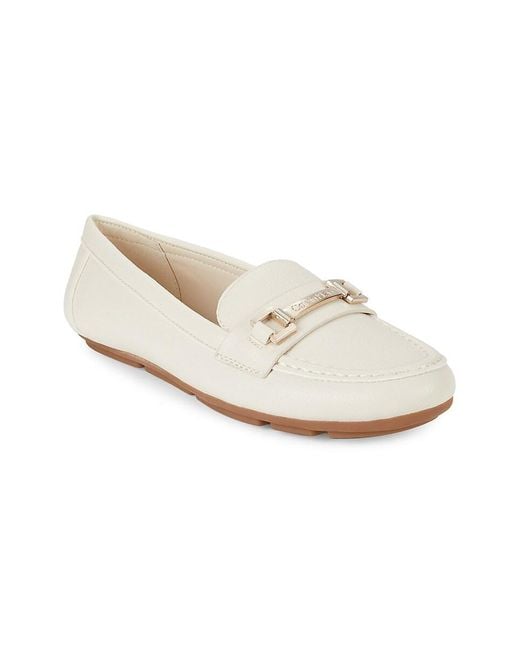 Calvin Klein Lolina Logo Bit Loafers in White | Lyst