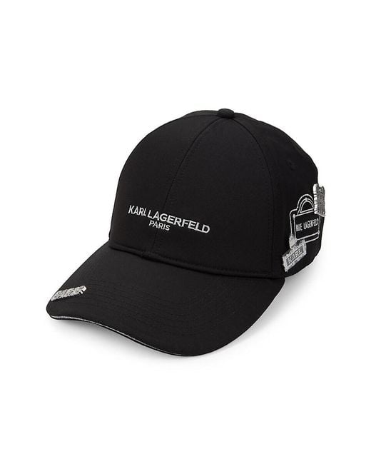 Karl Lagerfeld Logo Baseball Cap in Black | Lyst UK