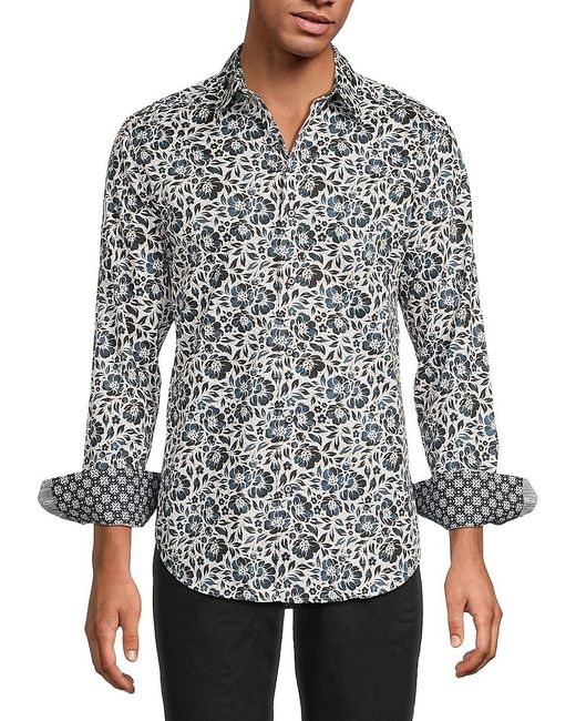 Robert Graham Hatley Long Sleeve Cotton Classic-Fit Shirt in Grey for ...