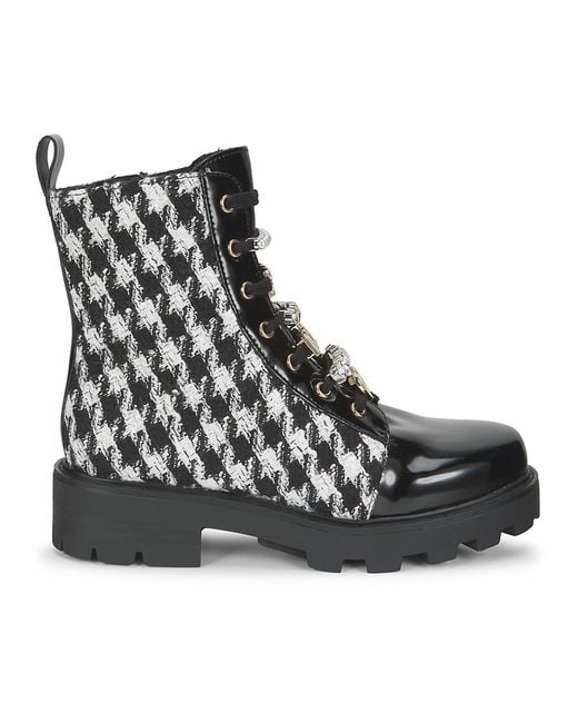 Karl Lagerfeld Mela 40Mm Houndstooth Combat Boots in Black | Lyst