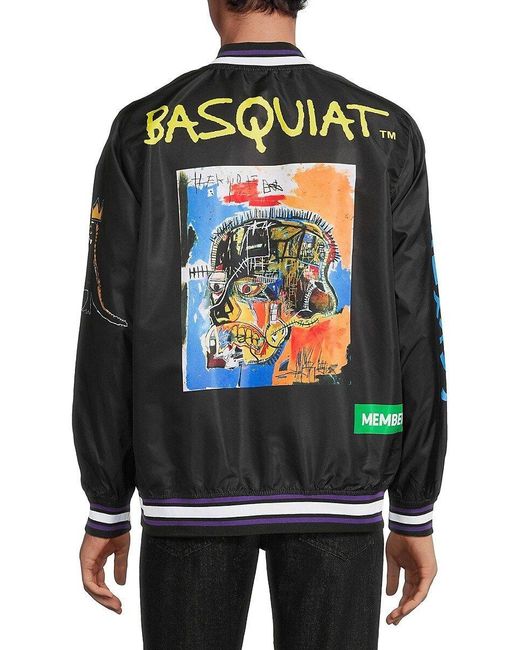 Members Only Basquiat X Graphic Bomber Jacket in Black for Men | Lyst