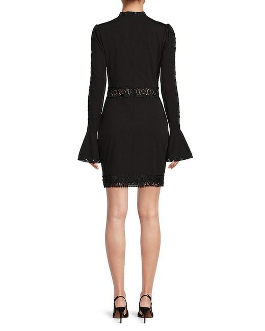 Bebe Bell Lace Mini Dress in Black | Lyst