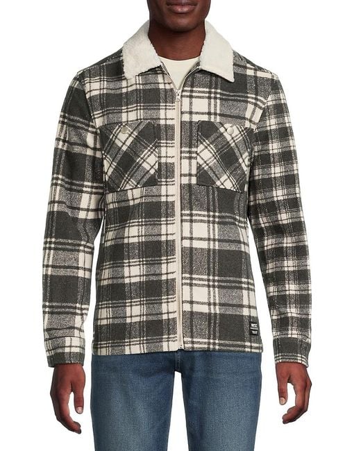 Wesc Liam Faux Shearling Mixed Plaid Jacket in Gray for Men | Lyst