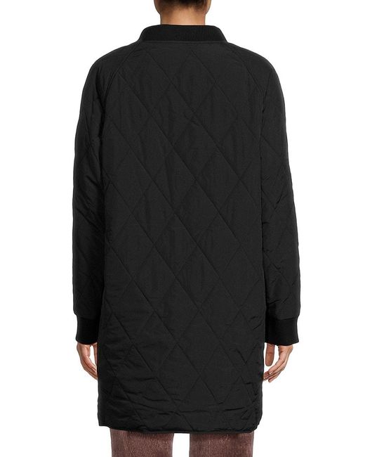 Noize Quilted Puffer Longline Jacket in Black | Lyst