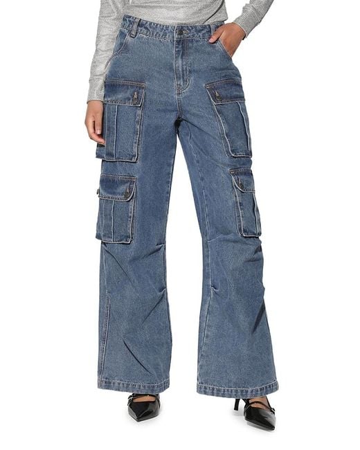 Walter Baker Tyree Wide-Leg Denim Cargo Pants in Blue | Lyst