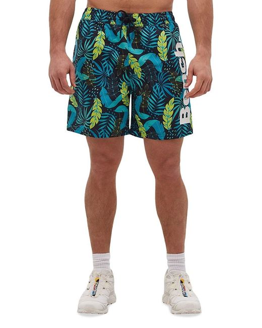 Bench 'Paradise Tropical Logo Swim Shorts in Blue for Men | Lyst