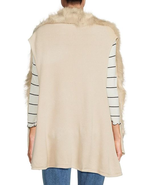 Surell Open Front Faux Fur Jacket in Natural | Lyst
