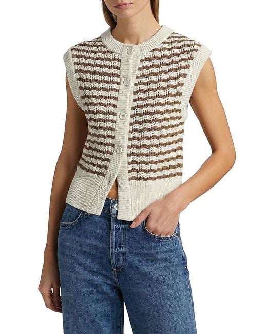 A.L.C. A. L.C. Margo Striped Crochet Top in Blue | Lyst UK