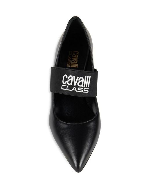 Cavalli Class by Roberto Cavalli 76Mm Leather Logo Pumps in Black | Lyst