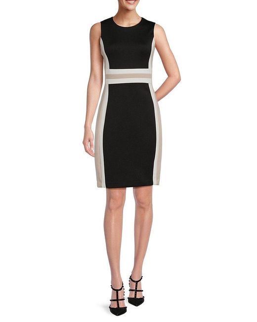 Calvin Klein Colorblock Sheath Dress In Black Lyst