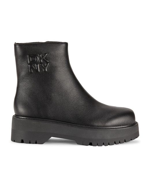 DKNY Binyamin 50Mm Logo Leather Boots in Black | Lyst UK