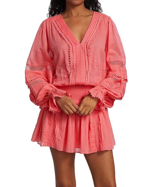 Ramy Brook Patty Crochet Trim Mini Dress In Red Lyst