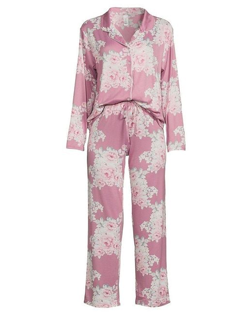 Flora Nikrooz Lindsey 2-piece Floral Pajama Set in Black | Lyst