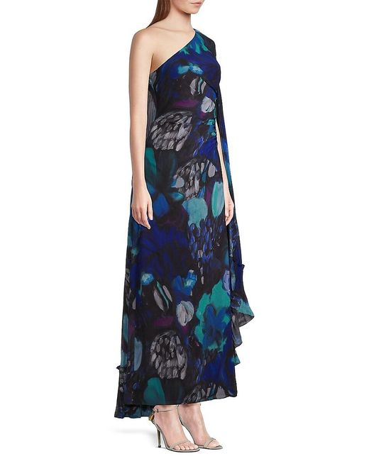 Emanuel Ungaro Abby Floral Chiffon Dress in Blue | Lyst