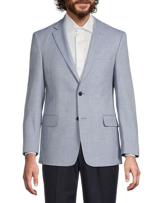 Saks Fifth Avenue Herringbone Modern Fit Blazer in Blue for Men | Lyst UK
