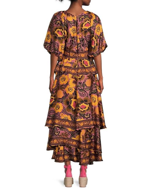FARM Rio Garden Bloom Maxi Dress in Brown | Lyst