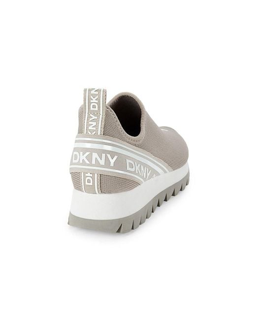 DKNY Abbi Textured Logo Slip On Sneakers in Gray | Lyst