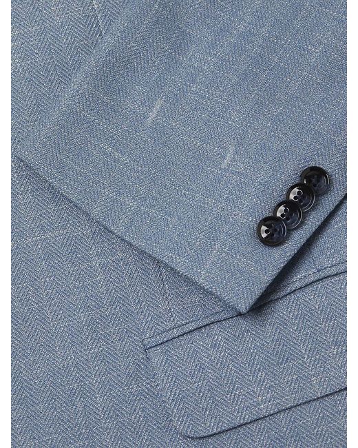 Saks Fifth Avenue Herringbone Modern Fit Blazer in Blue for Men | Lyst UK