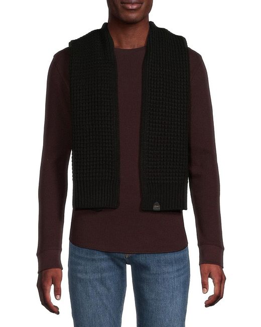 COACH Waffle-Knit Wool-Blend Scarf in Black for Men | Lyst