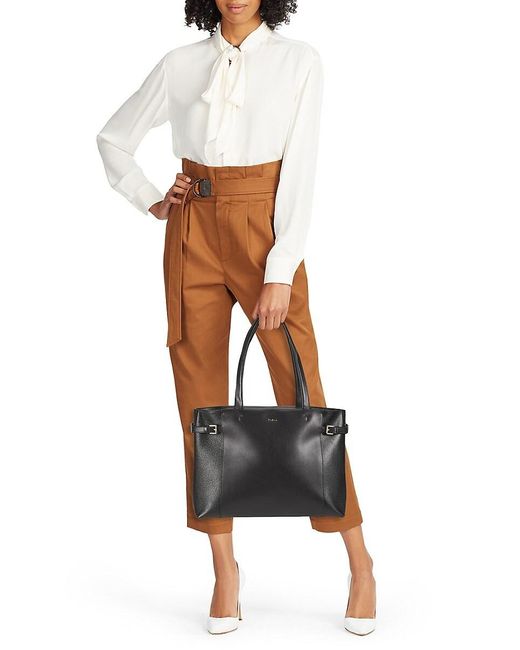 Furla Leather Tote Bag in Black | Lyst