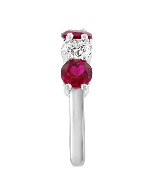 Effy 14K, Lab Grown Ruby & Lab Grown Diamond Ring in Pink | Lyst